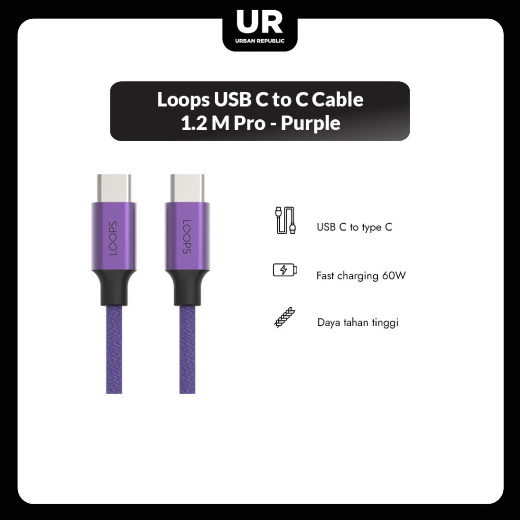 Jual Loops USB C to C Cable 1,2M Pro - Purple | Shopee Indonesia
