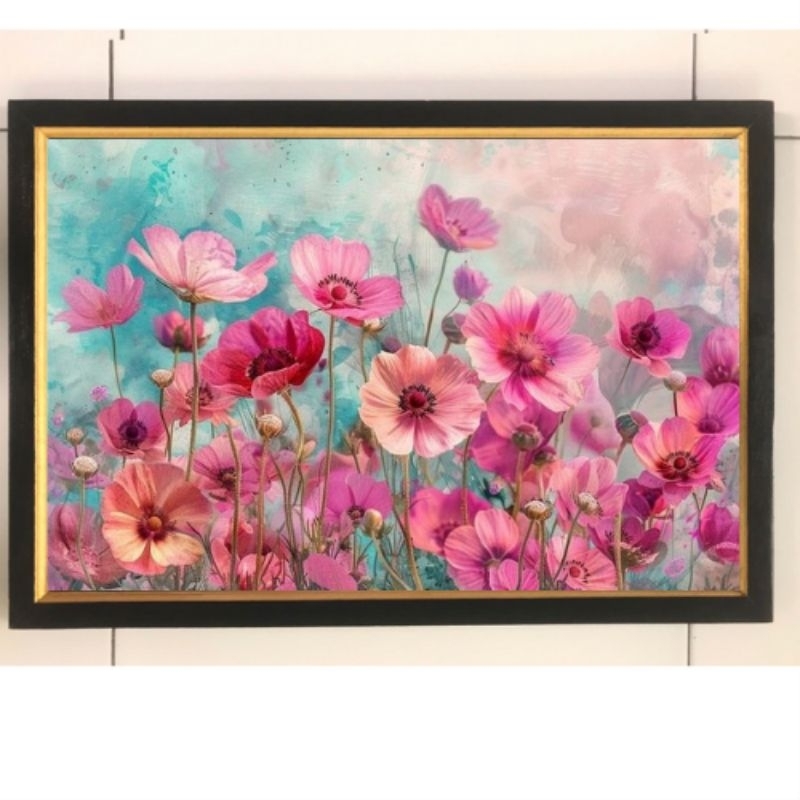 Jual Hiasan dinding lukisan cetak bunga ping plus bingkai ukuran ...