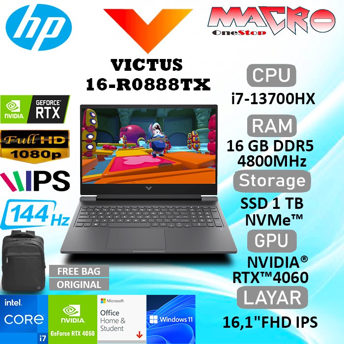 Jual HP VICTUS 16-R0888TX i7-13700HX RTX4060 16GB SSD 1TB 16.1" FHD ...
