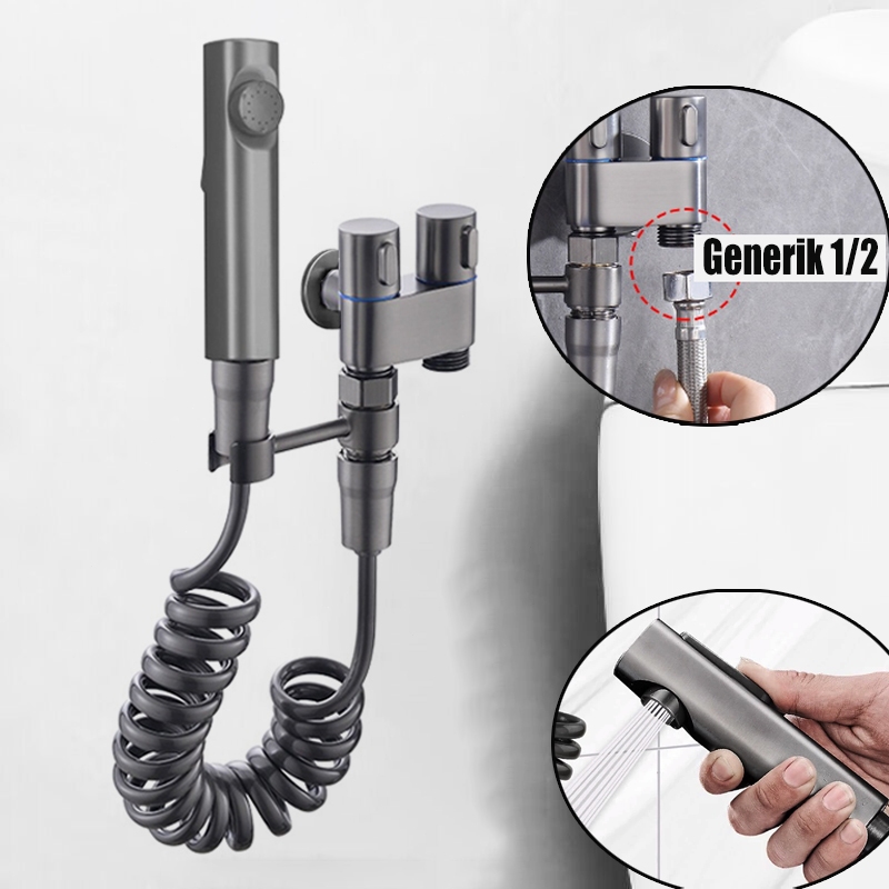 Jual 【COD】Abu-abu Mini Kran Cabang dan Jet Shower SUS 304 Toilet Hitam ...