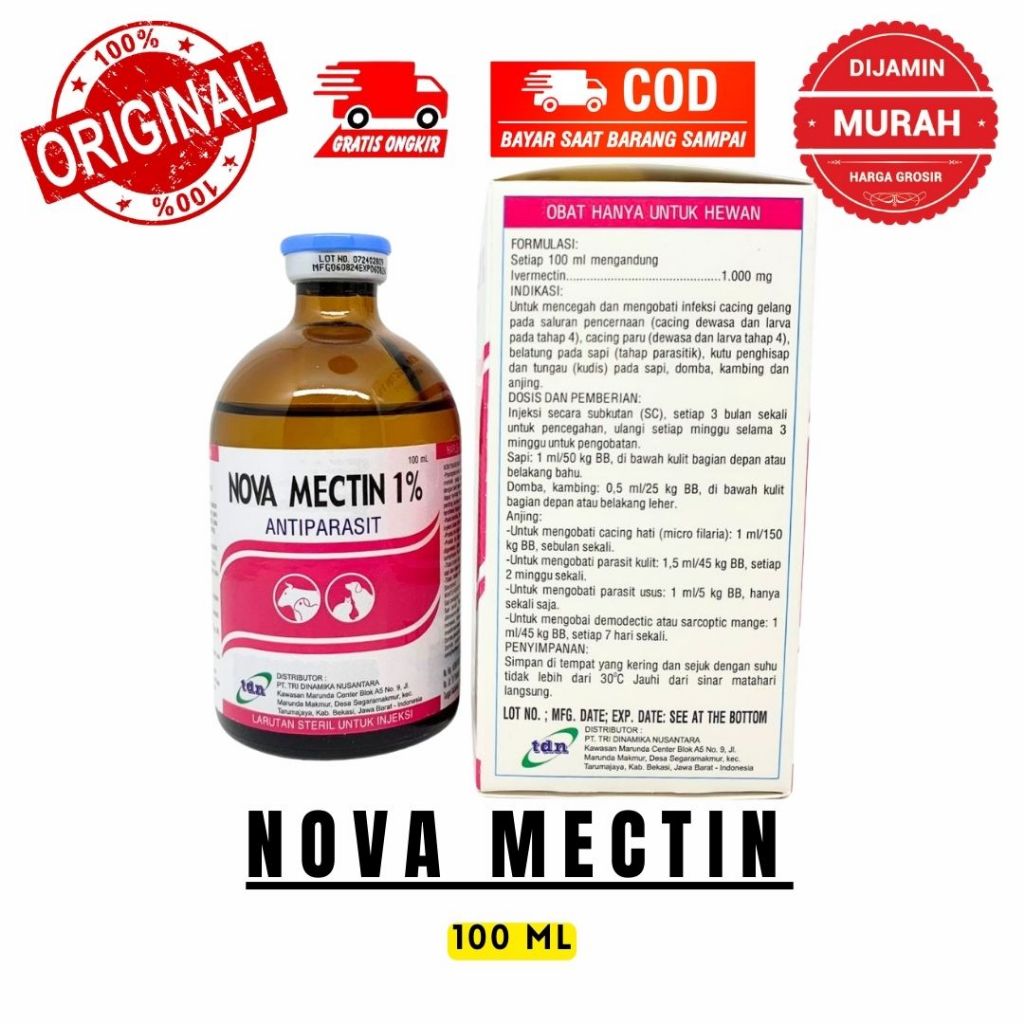 Jual NOVA MECTIN 100ml - Obat Anti Parasit Cacing Gudik Kutu Caplak ...
