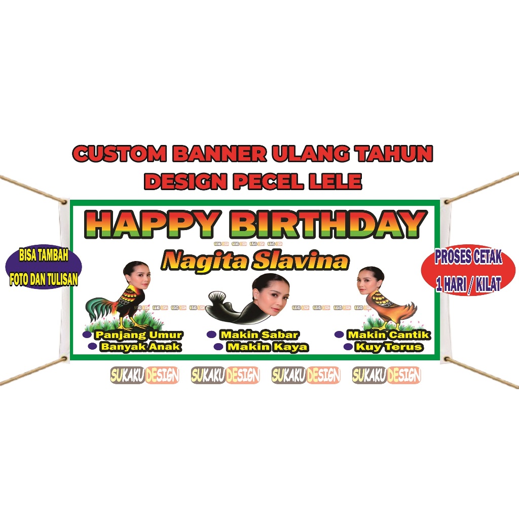 Jual Custom Banner Ultah Hadiah Sidang Wisuda Design Pecel Lele Dll ...