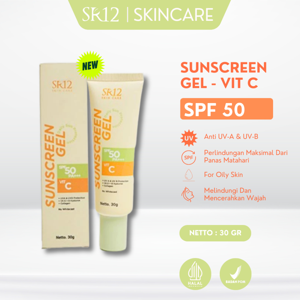 Jual SR12 Sunscreen Gel SPF 50 ++ No Whitecast Meresap Cepat Anti UVA ...