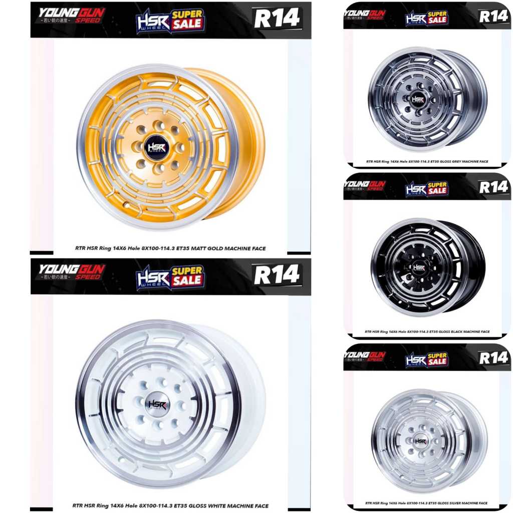 Jual velg mobil ring 14 hsr rtr for karimun agya calya sigra brio wuling airev pelek racing r14 ...