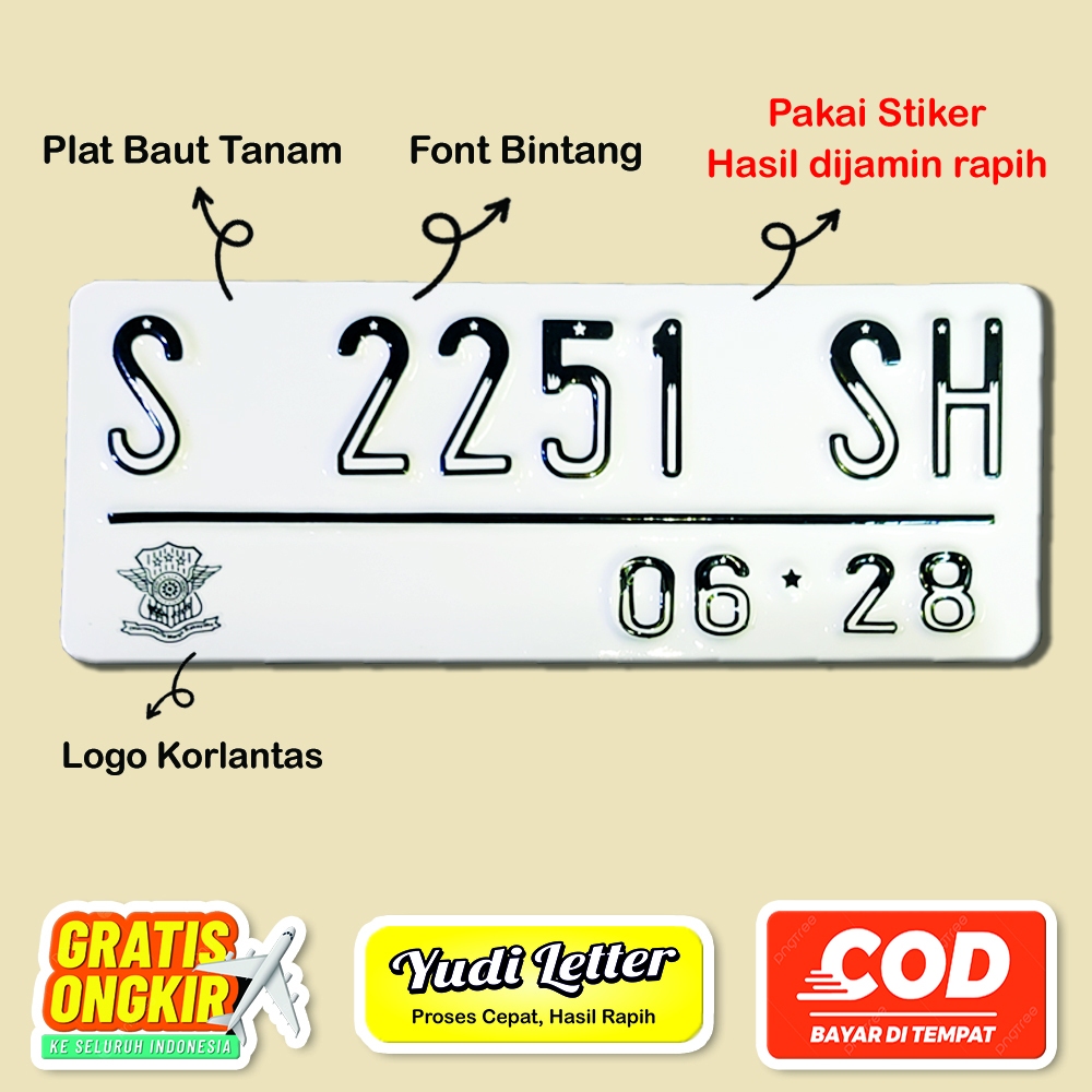 Jual Plat Nomor Motor Variasi Baut Tanam Warna Putih Model Bintang Ada ...