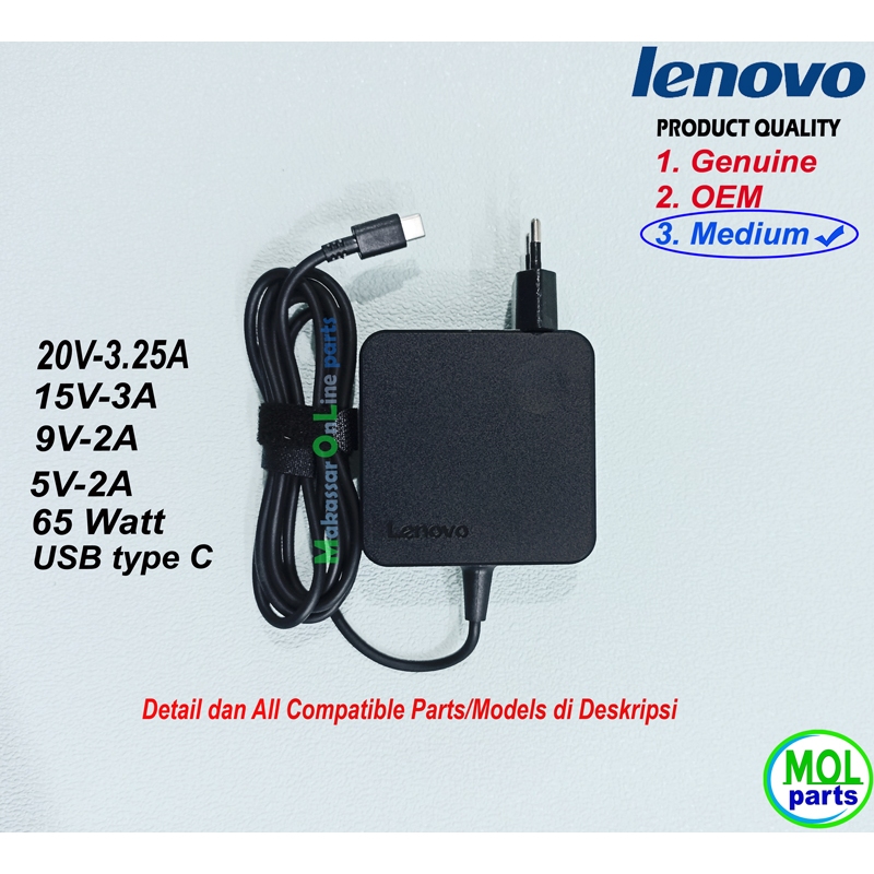 Jual Adaptor Charger Lenovo Thinkbook 14 20V 3.25A Type C 65W | Shopee Indonesia
