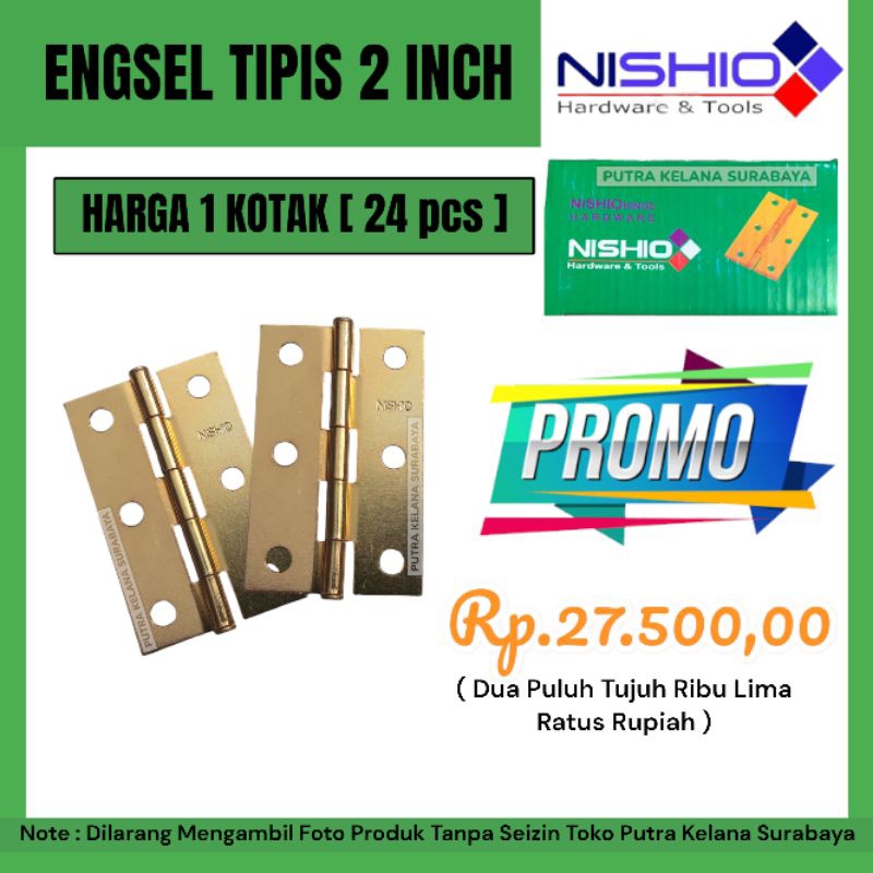 Jual [ 24 Pcs ] Engsel Tipis 2 Inch Kuning Nishio / Engsel Tipis Kuning ...