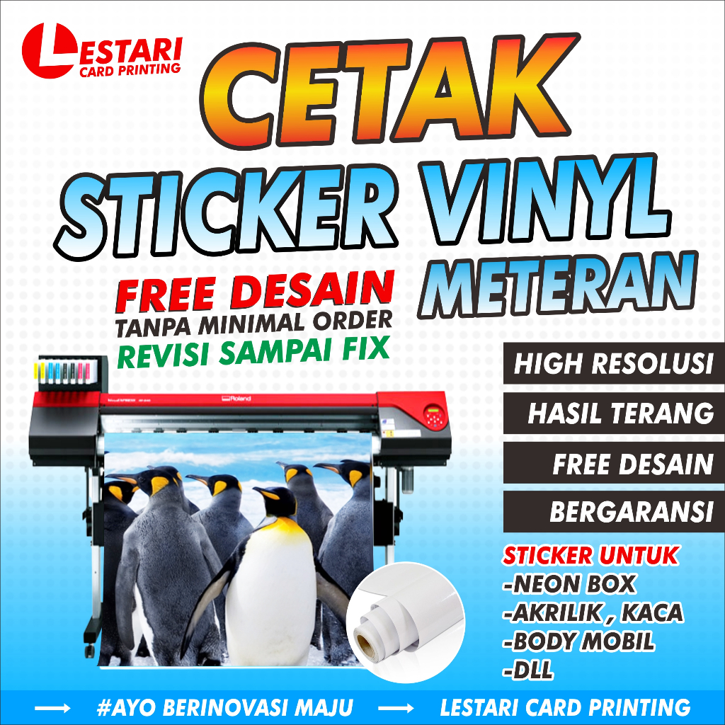 Jual CETAK STICKER VINYL METERAN - RITRAMA - FREE DESAIN - HIGH ...