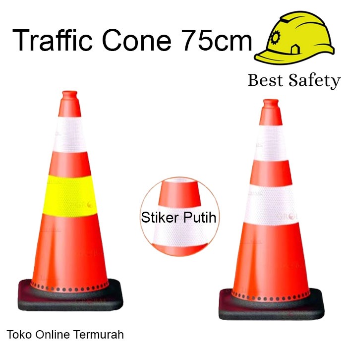 Jual Traffic Cone Rubber 75cm / Kerucut Lalu Lintas Karet Base Hitam 75cm | Shopee Indonesia