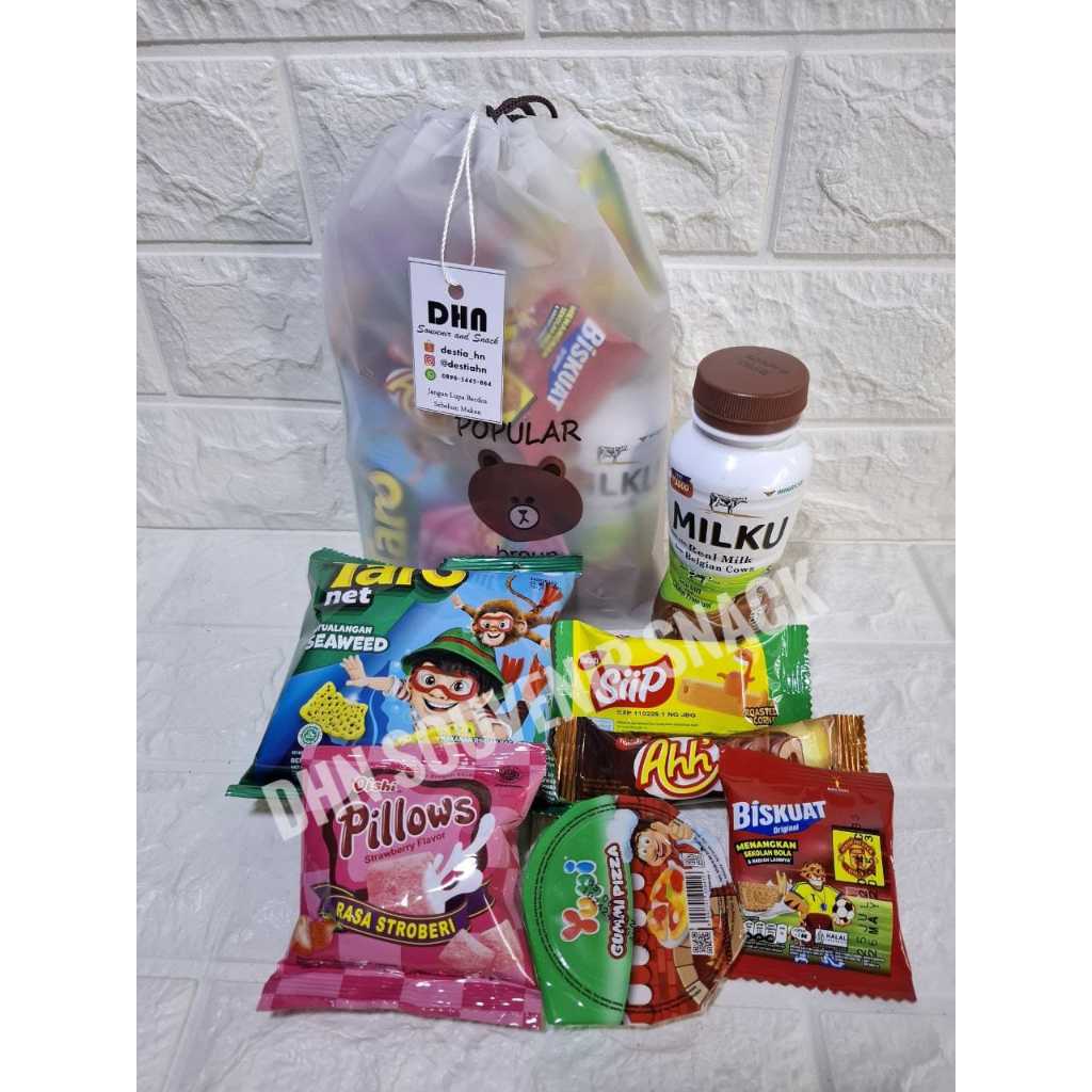 Jual PAKET SNACK ULANG TAHUN ANAK POUCH TAS SERUT MILKU | Shopee Indonesia