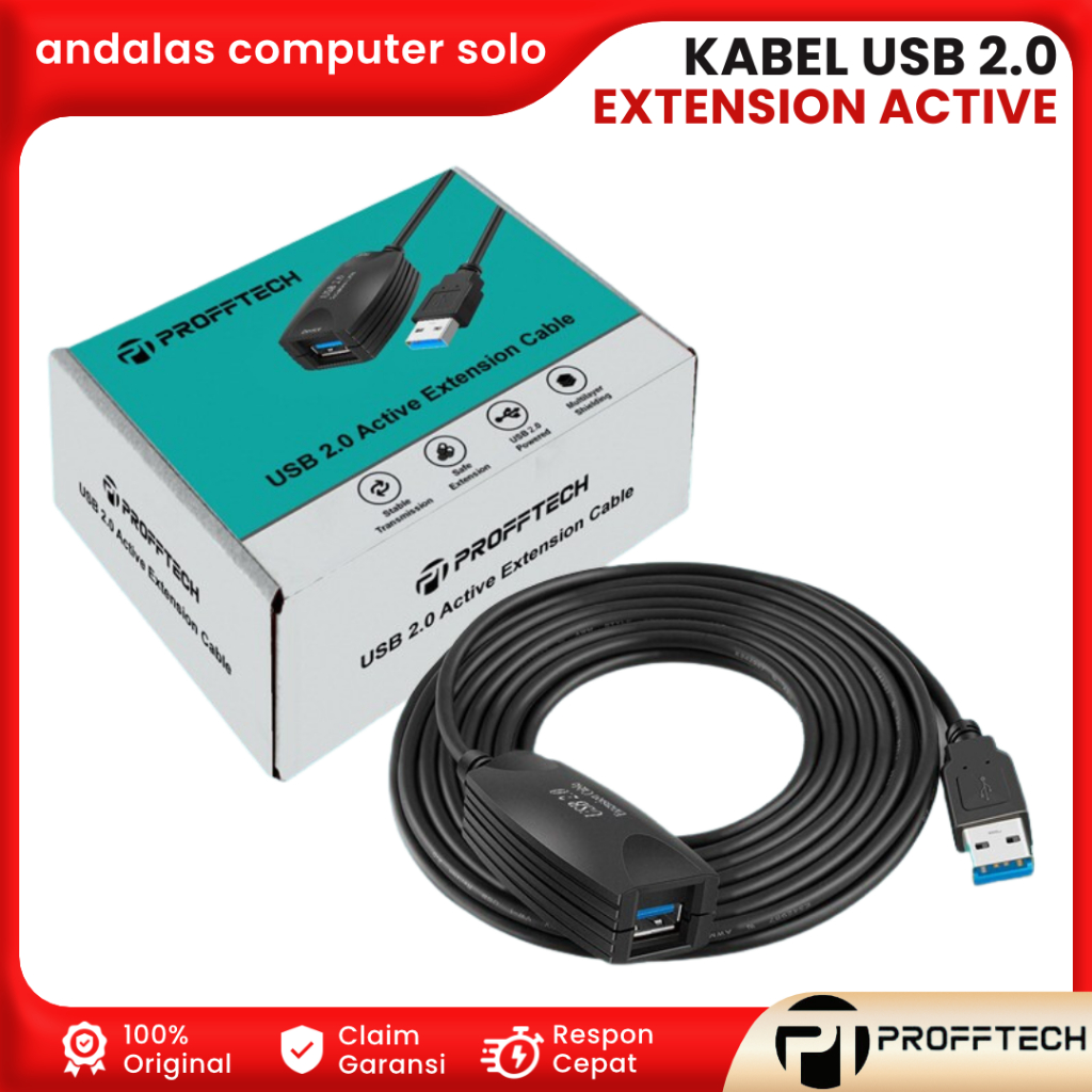 Jual KABEL USB EXTENSION ACTIVE 2.0 PROFFTECH 5M, 10M, 15M, 20M, 30M KABEL USB PERPANJANGAN 2.0 ...