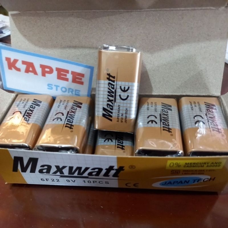 Jual Batu Baterai 9V Maxwatt ( 1 pak isi 10 pcs ) | Batu Kotak 9V ...