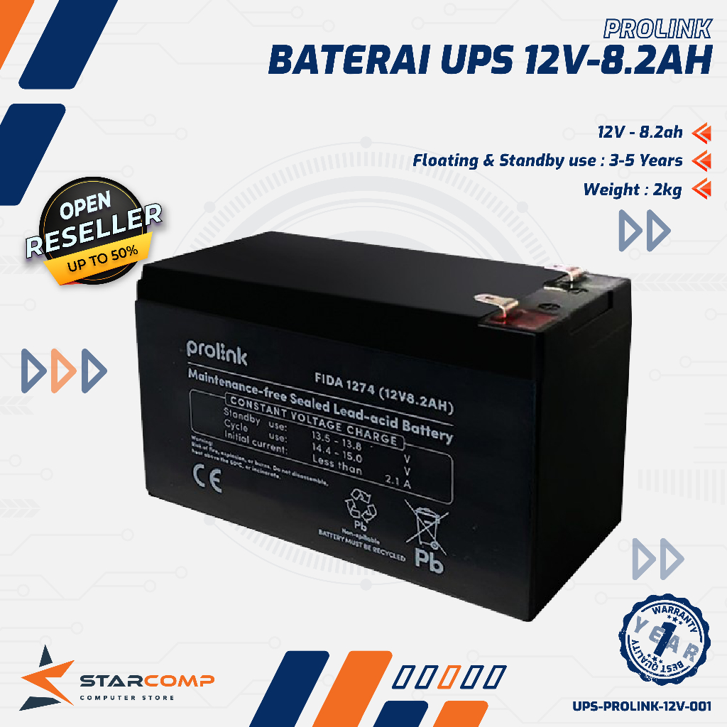 Jual Baterai Battery UPS PROLINK 12V 8.2Ah Original | Shopee Indonesia