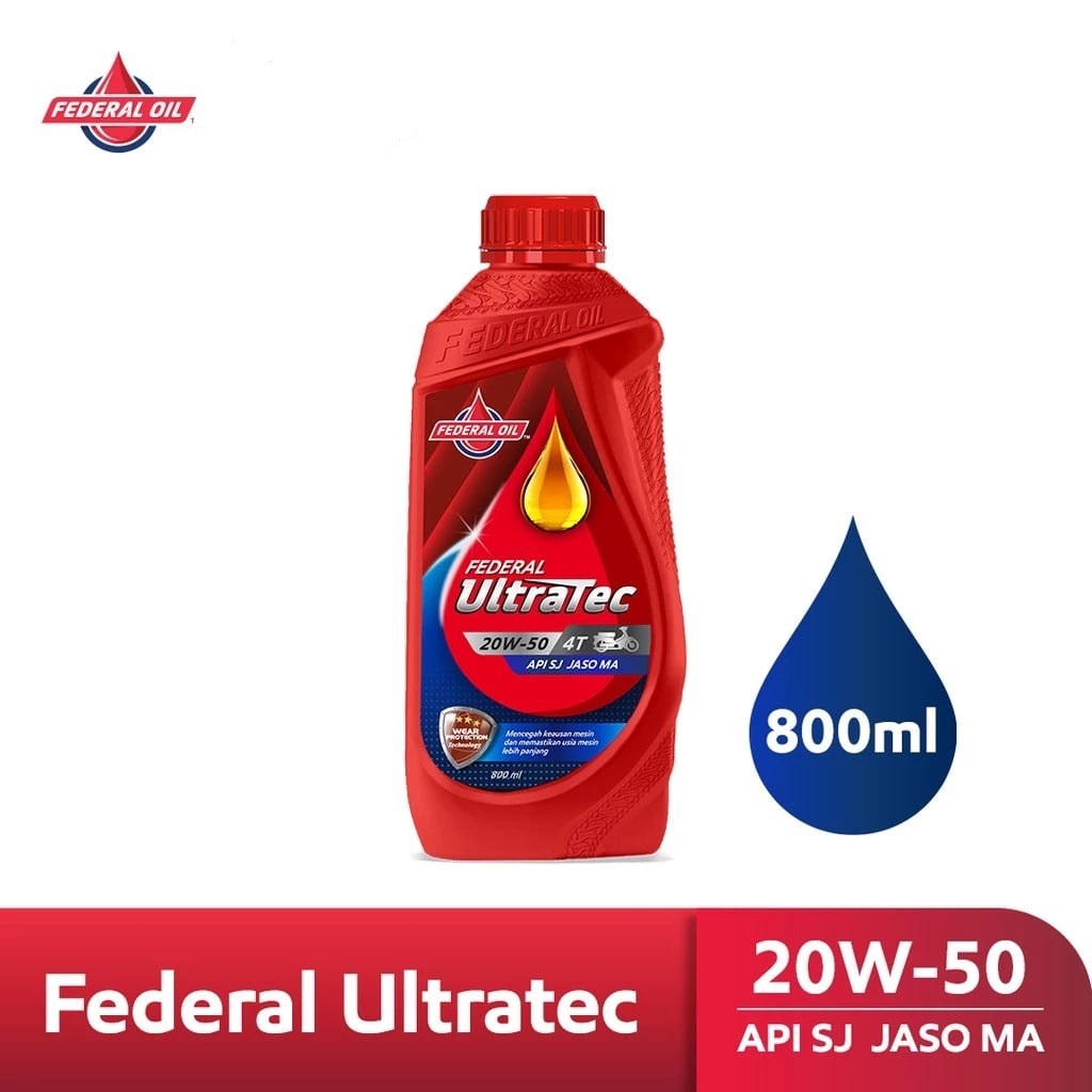 Jual Oli Motor Bebek Federal Ultratec Merah 800 ML SAE 20W-50 Original Honda TH26 | Shopee Indonesia