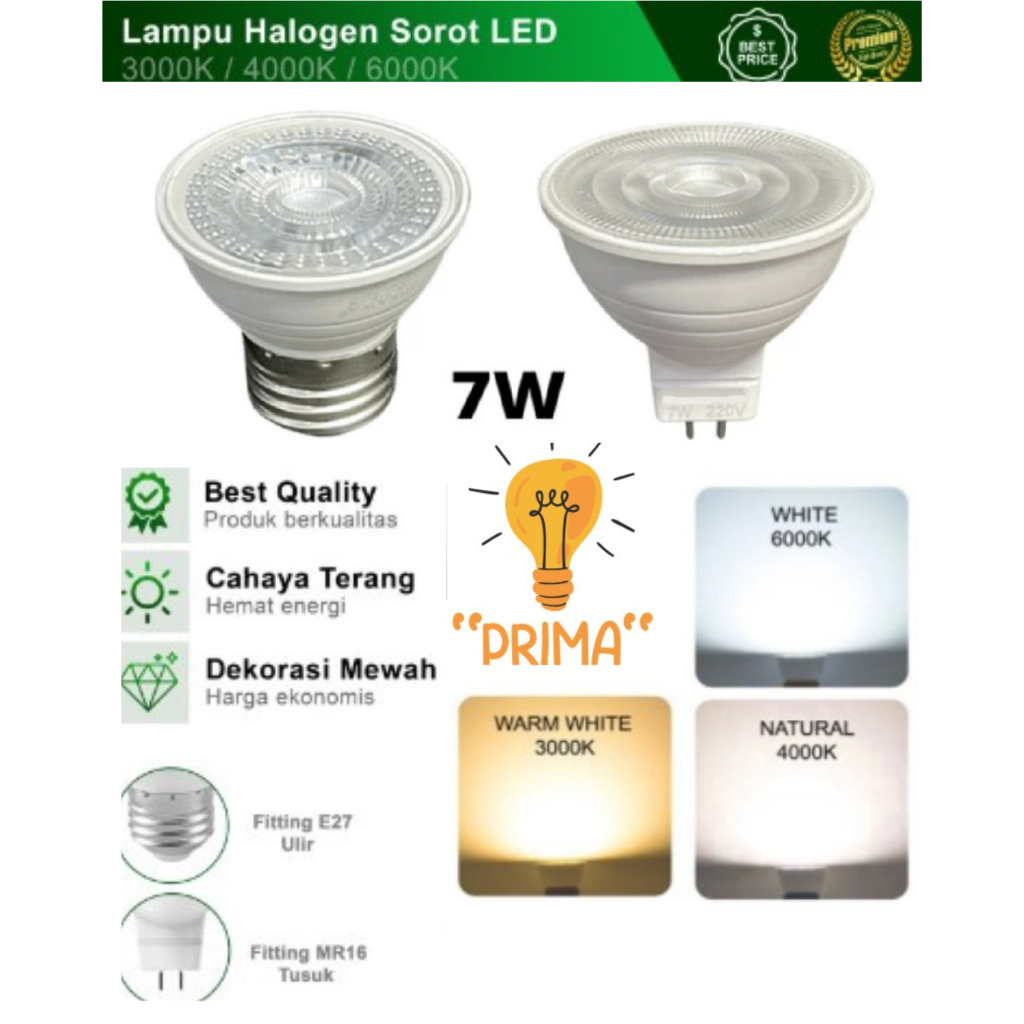 Jual LAMPU LED HOLOGEN 7W E27 MR16 (FITTING TUSUK )BOHLAM DINDING SPOTLIGHT -SUPER TERANG ...