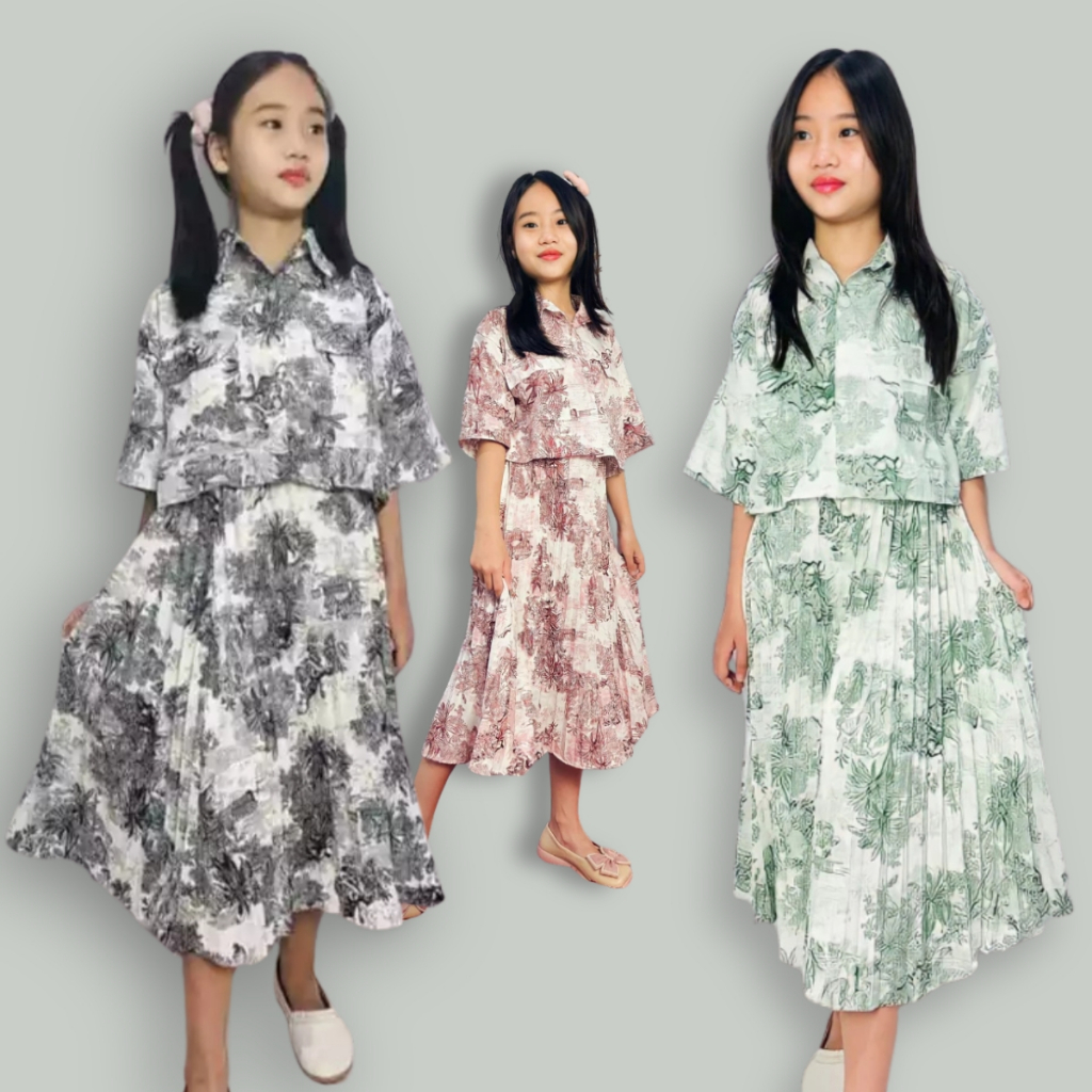 Jual One set Rok Plisket fuji baju crop anak perempuan 1-12 Tahun ...
