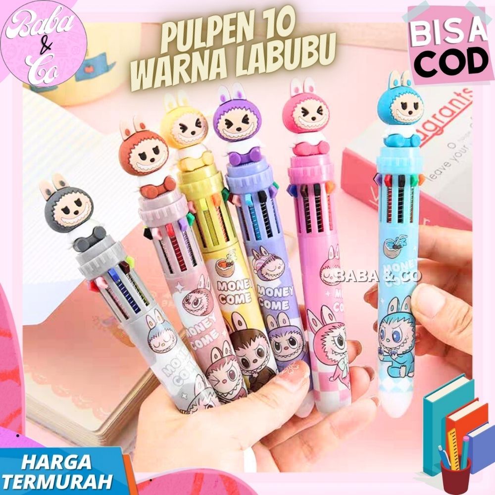 Jual PEN LABUBU PULPEN 10 WARNA LABUBU LUCU UNIK PEN CETEK WARNA WARNI ...