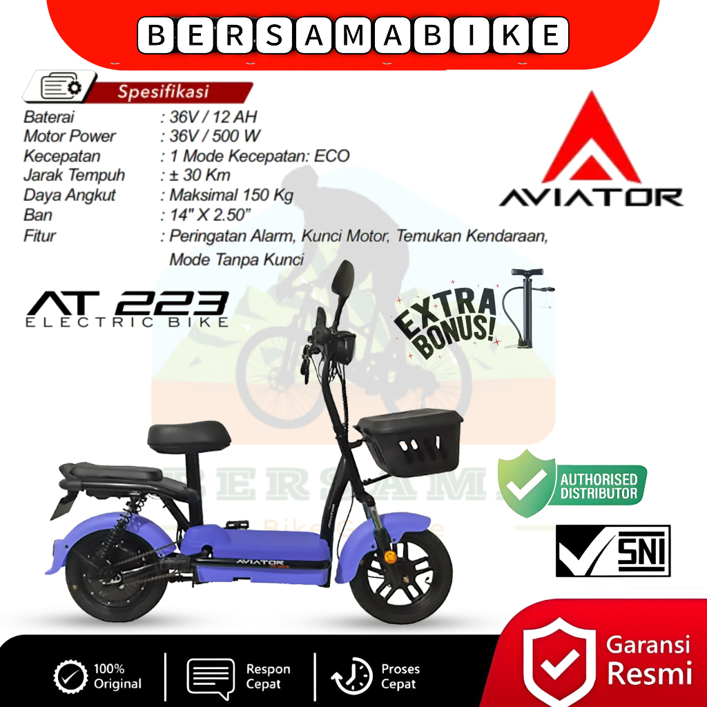 Jual Sepeda Listrik AVIATOR AT 223 500 Watt Electric Bike By Pacific - Biru, Standar | Shopee ...