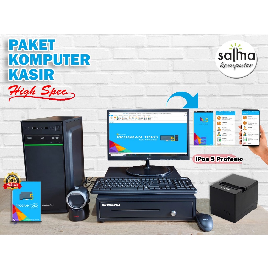 Jual PAKET KOMPUTER KASIR SIAP PAKAI HIGH SPEK IPOS 5 PROFESIONAL | Shopee Indonesia