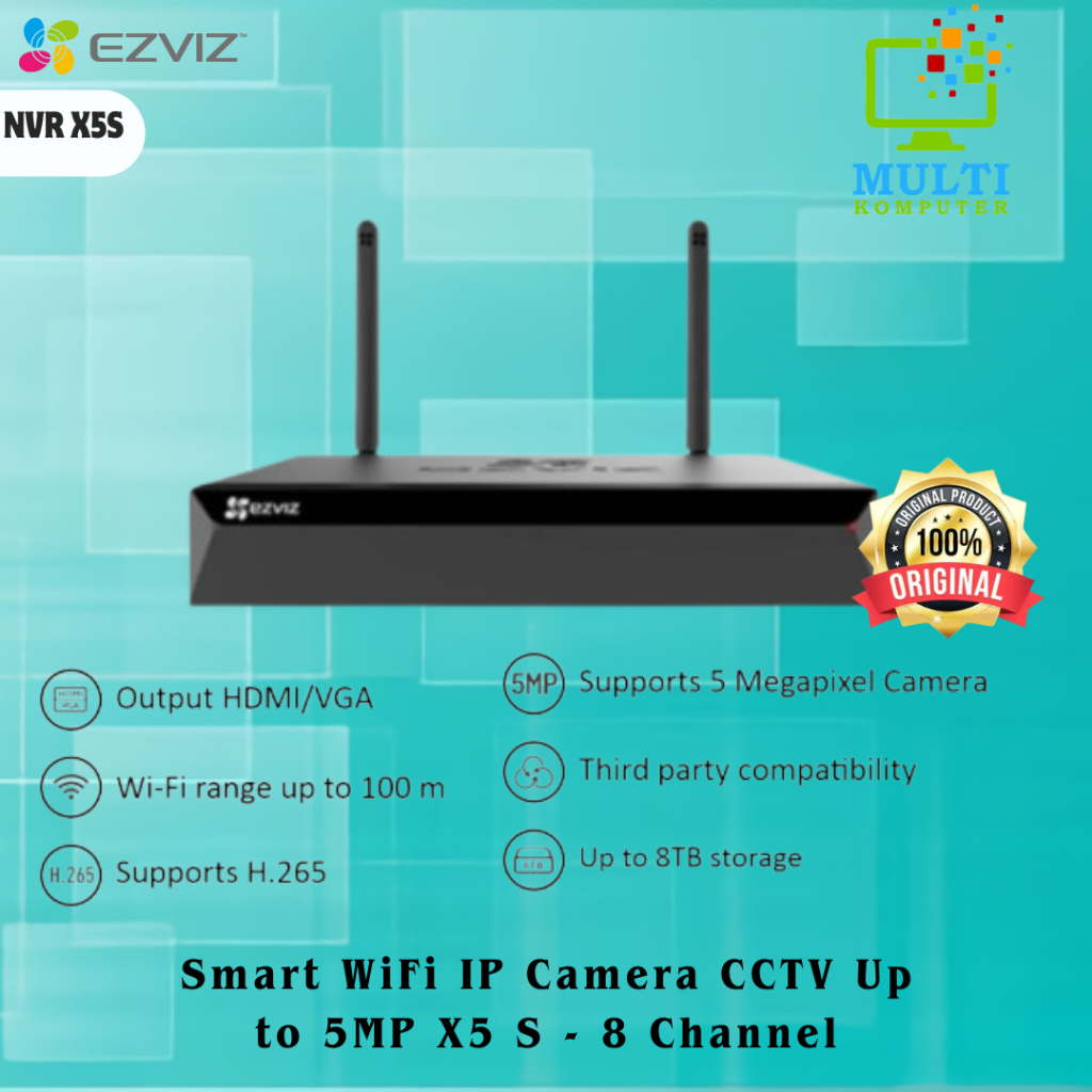 Jual Ezviz Wireless NVR X5S Smart WiFi IP Camera CCTV Up to 5MP X5 S - 8 Channel | Shopee Indonesia