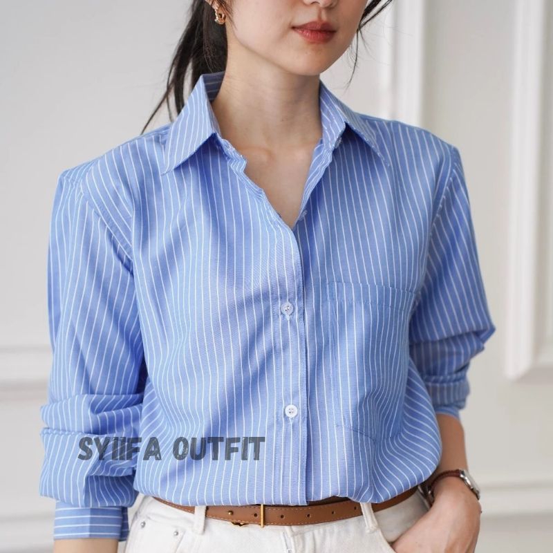 Jual SUZY SHIRT KEMEJA SALUR WANITA / ATASAN WANITA / ATASAN STRIPES / By SYIIFA_ID | Shopee ...