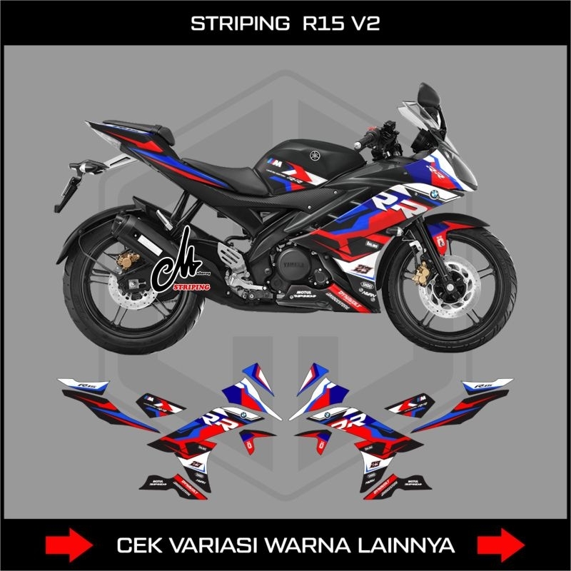 Jual Stiker Striping Yamaha R15 v2 Edisi Tri Color Bmw / Sticker ...