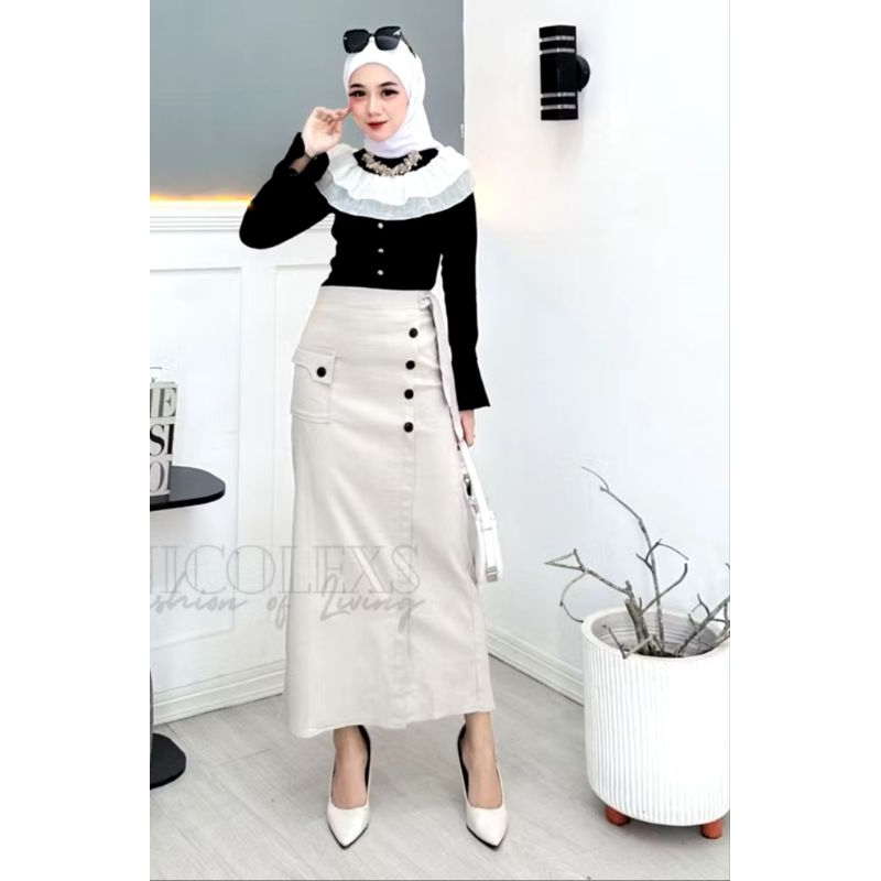 Jual Rok wanita/perempuan model kekinian bahan catun dril lembut ...