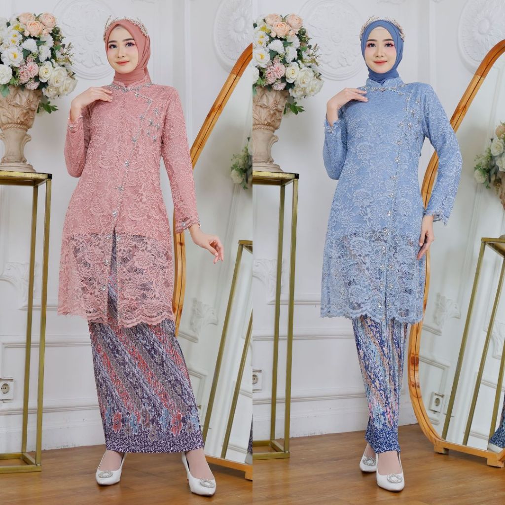 Jual Kebaya Tunik Brokat Payet / Kebaya Kurung Payet Rosegold Dan ...