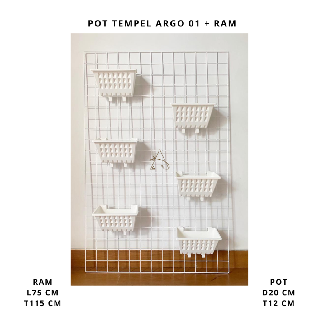 Jual Set Pot Tempel Argo 01 Putih dan Besi Putih 75 x 115 cm + 6 Pot ...