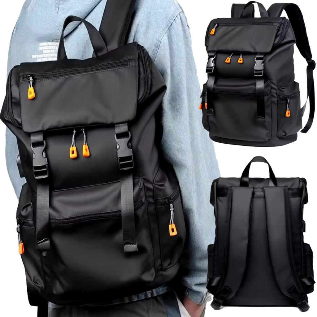 Jual CILLA - Tas Ransel Pria Waterproof Hitam Polos | Shopee Indonesia