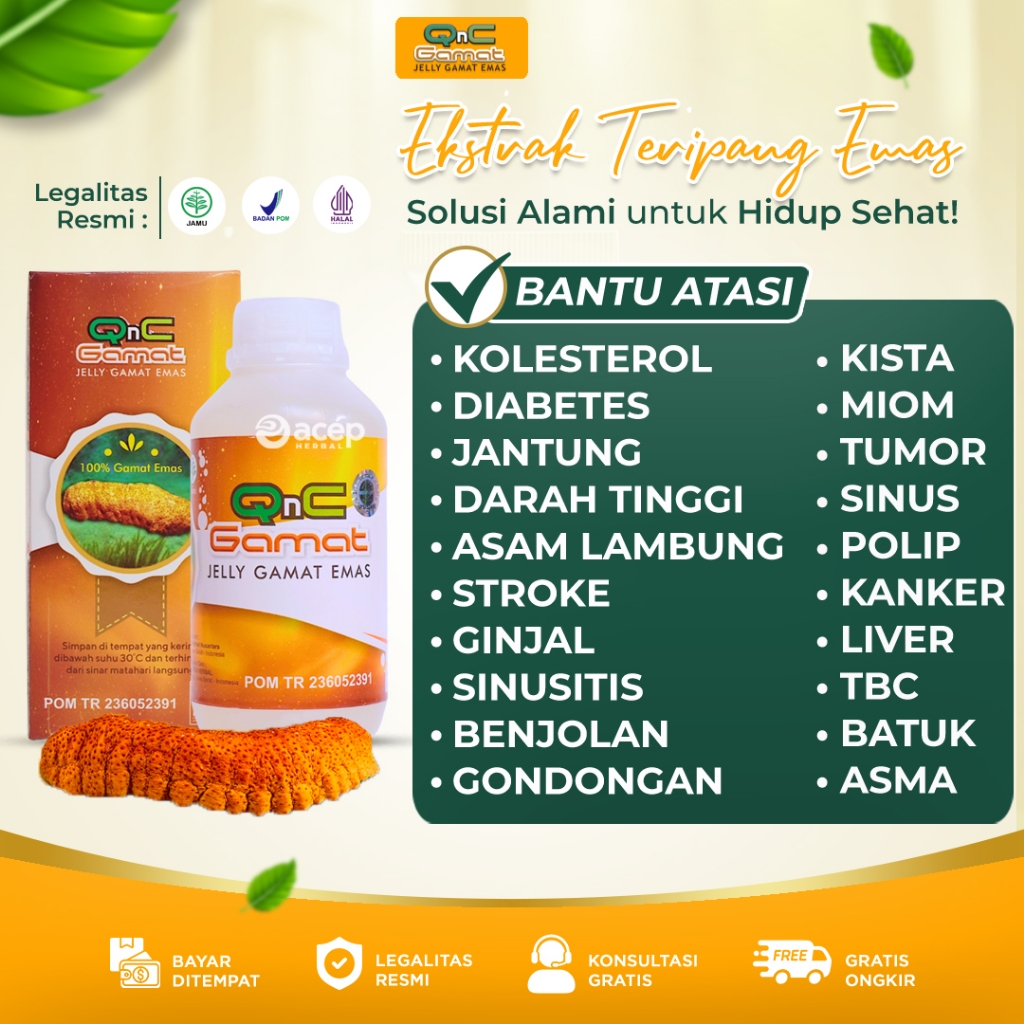 Jual Qnc Jelly Gamat 100% Gamet Emas Asli Dan Original 300 ML Obat ...