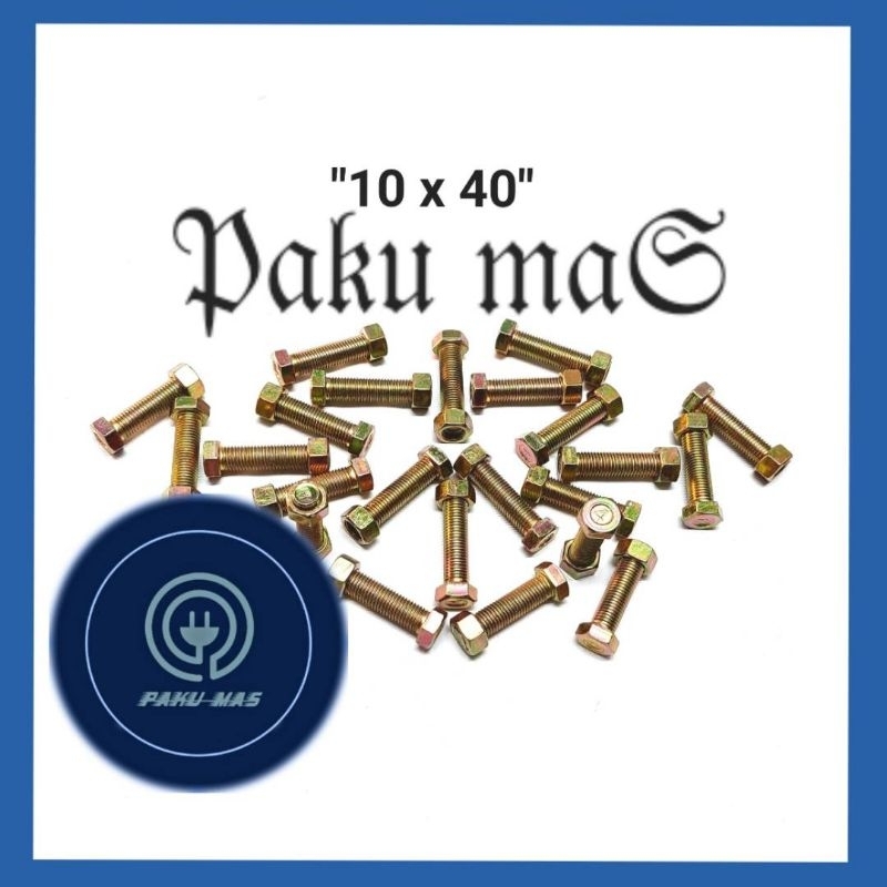 Jual baut mur ukuran 10 x 40 baut ukuran 10 panjang 4 cm | Shopee Indonesia