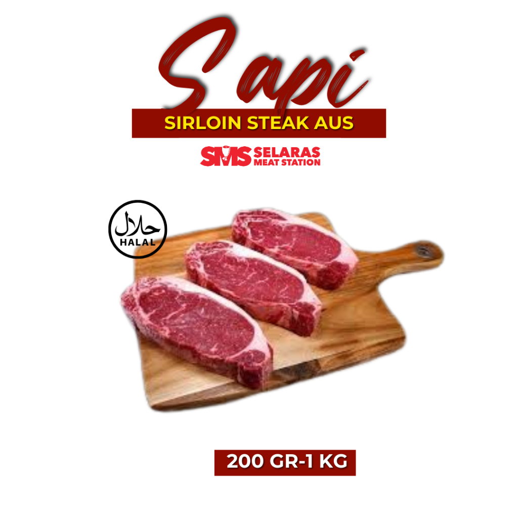 Jual Beef Sirloin Steak AUS/Daging Steak Sapi Has Luar 200 gr - 1 Kg ...