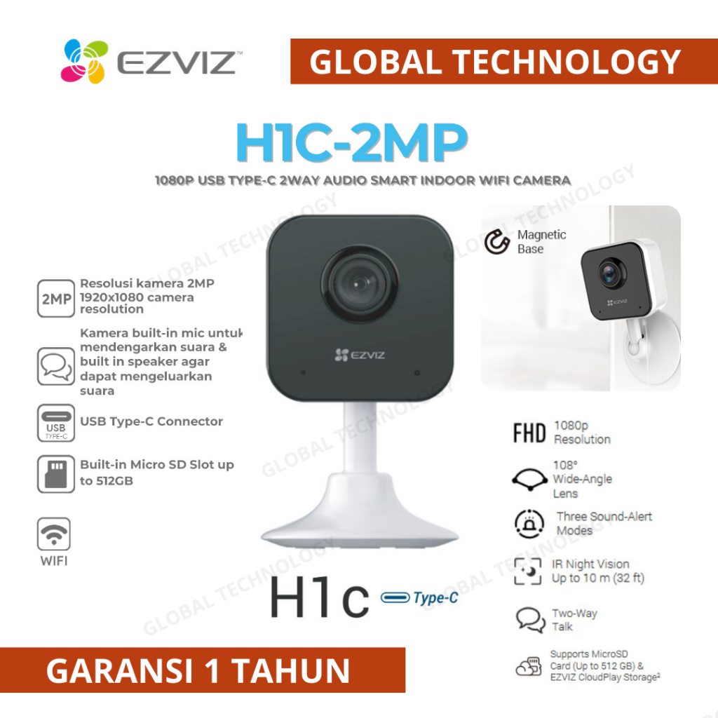 Jual Camera CCTV EZVIZ H1C Indoor 1080P Smart Wifi IP cam Wireless ...