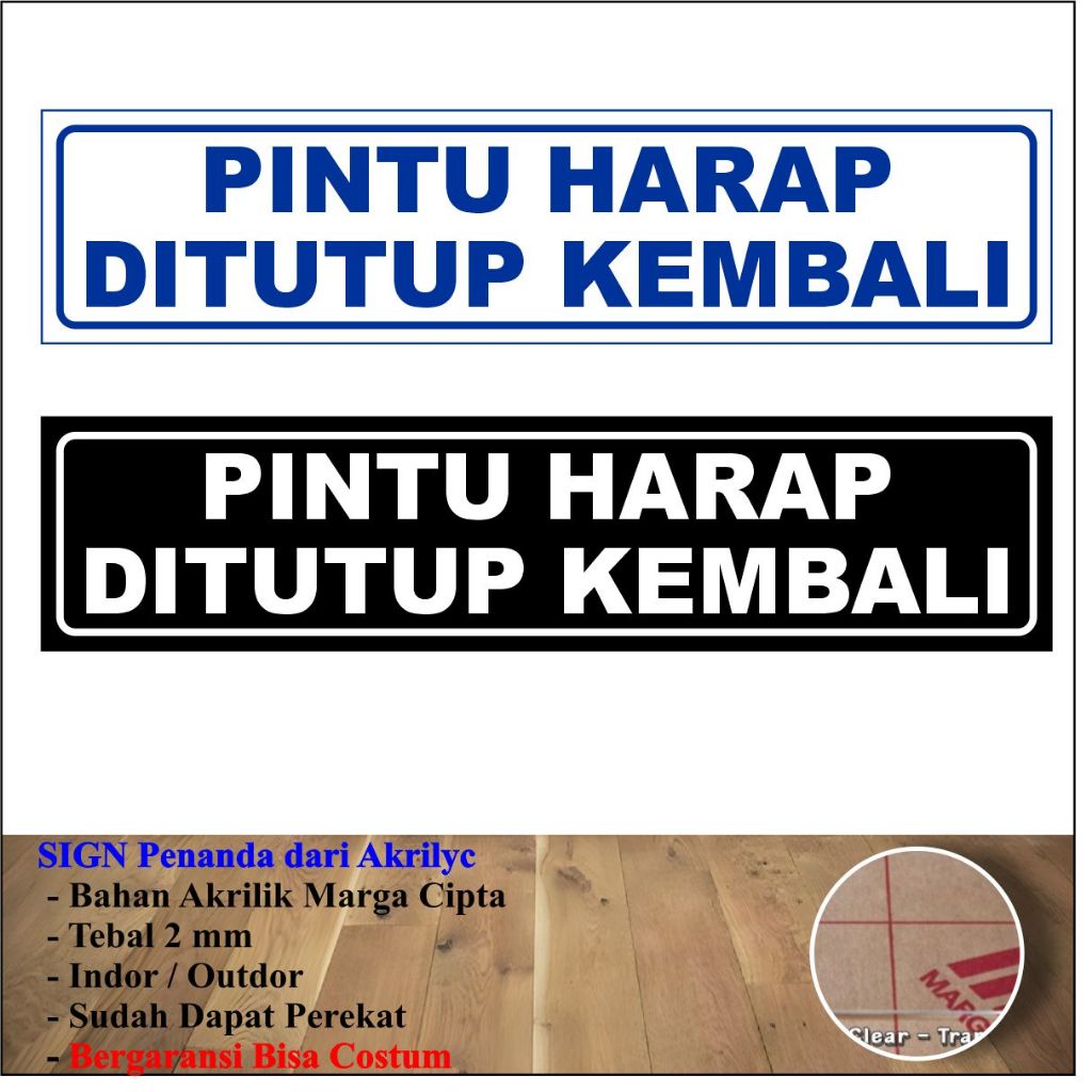Jual AKRILIK SIGN PLAT PINTU HARAP DITUTUP KEMBALI | Shopee Indonesia