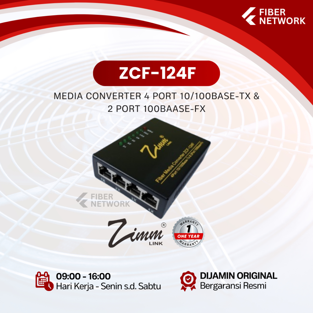 Jual ZIMMLINK ZCF-124F MEDIA CONVERTER 155MBPS SINGLE MODE 20KM 2 FIBER ...