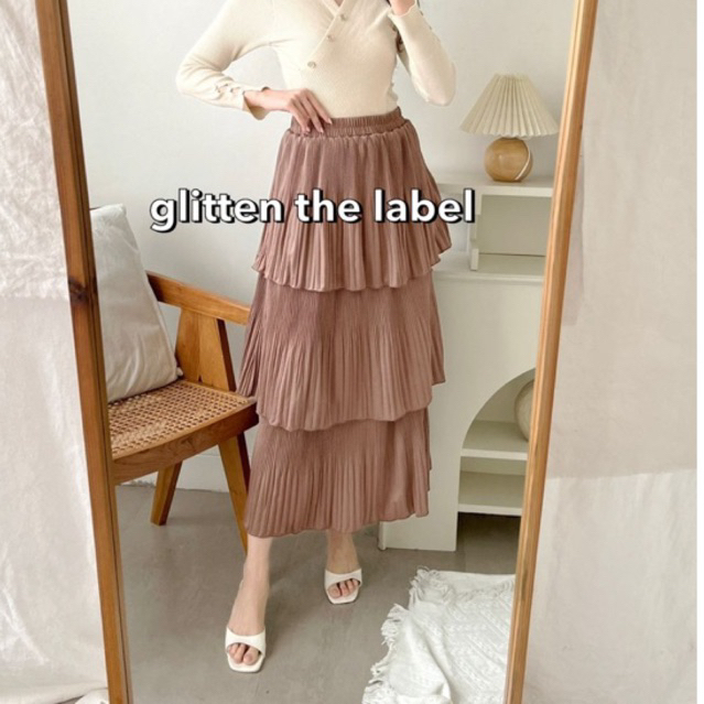 Jual Rok Ruffle Plisket Panjang / rok plisket susun / rok plisket ...