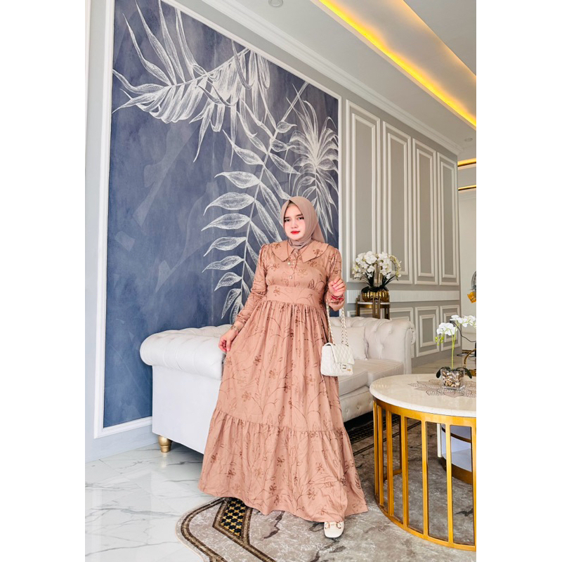 Jual SABINA gamis bahan katun turkish linen full bordir mewah premium ...