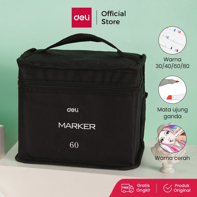 Jual Deli Color Marker With Bag Spidol Warna Dengan Tas 30/40/60/80 ...