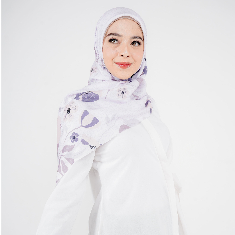 Jual KAMA Laser Cut Hijab Segi Empat Print Motif Alika Warna Ungu Soft ...