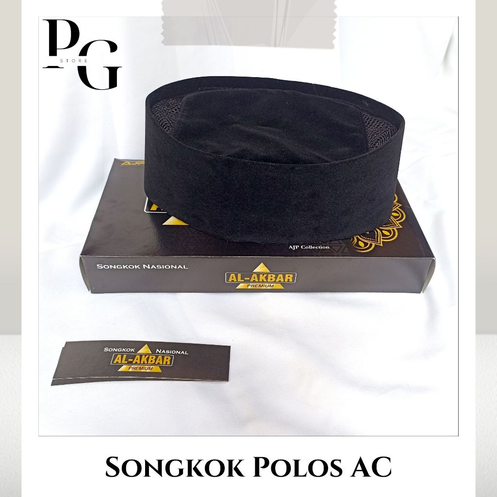 Jual Kopyah Hitam Polos AC // Songkok Polos AC // Songkok Bludru Hitam ...