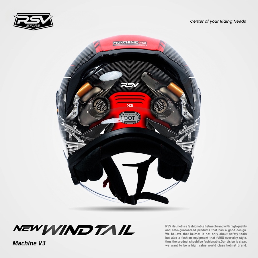 Jual HELM RSV NEW WINDTAIL MACHINE V3 GLOSSY SINGLE VISOR | Shopee Indonesia