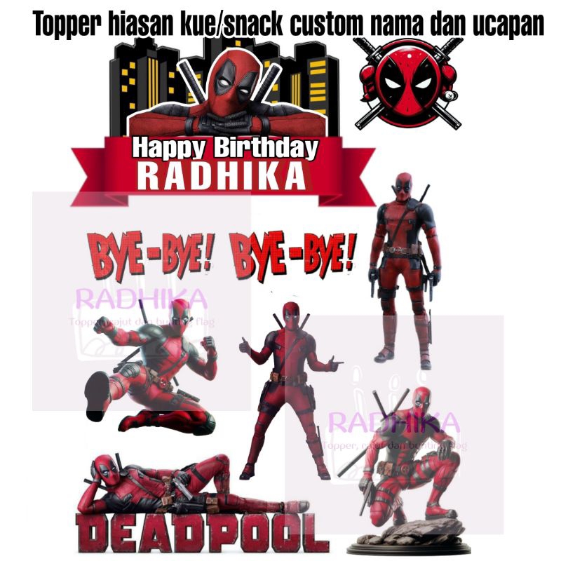 Jual Topper Deadpool dedpol custom nama happy birthday selamat khitan ...