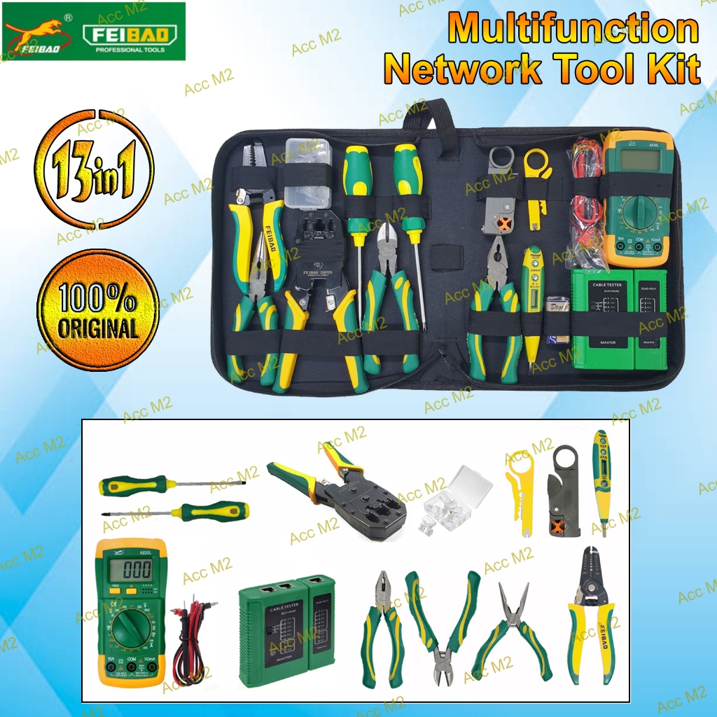 Jual Toolkit Set Network Repair 13 in 1 Tool Kit LAN Tester FEIBAO ...