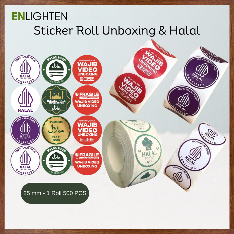 Jual READY Sticker Roll Label Wajib Unboxing Halal Fragile Stiker Bulat ...