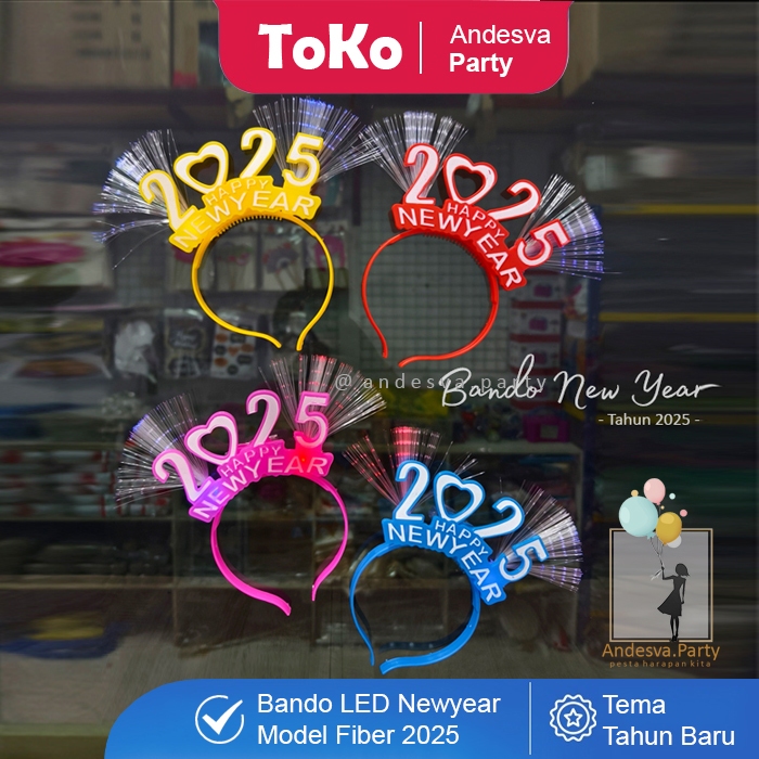 Jual Bando Tahun Baru Nyala / Bando Happy New Year LED / bando fiber ...