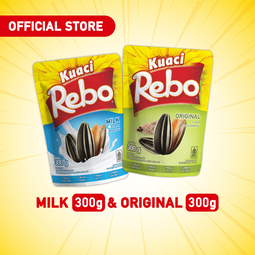 Jual Rebo Kuaci Bundling 2 PCS - Varian Rasa Original & Milk 300 Gram ...