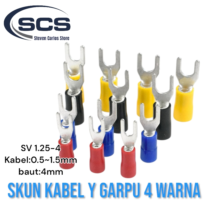 Jual Skun kabel Y Garpu SV1.25-4 Baut 4mm Kabel 0.5~1.5mm 1Pack isi 100Pcs | Shopee Indonesia
