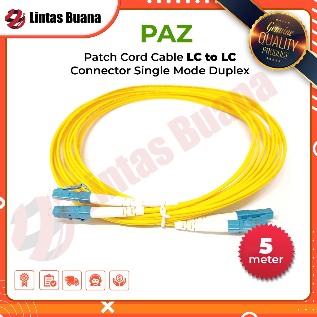 Jual Patch Cord Cable LC to LC upc Connector Single Mode Duplex 5 meter ...