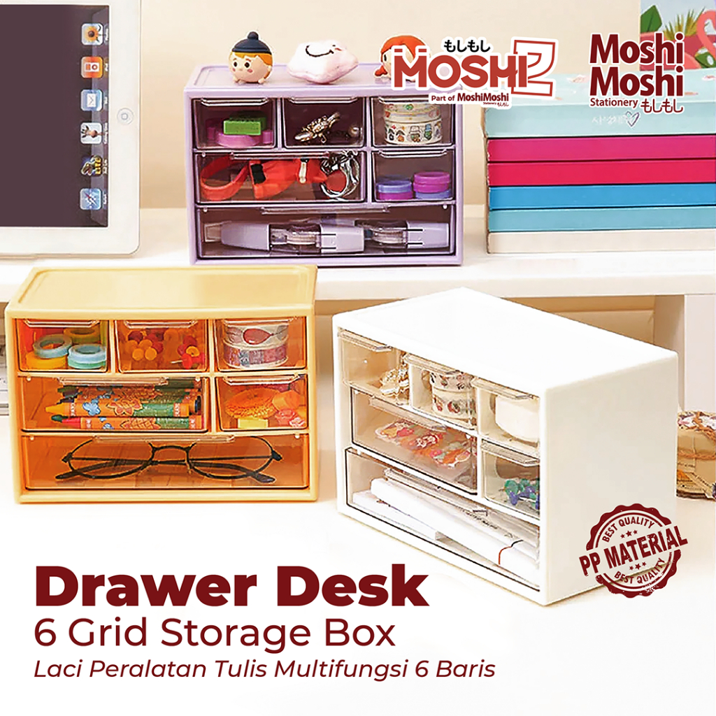 Jual Drawer Desk 6 Grid Storage Box Tempat Laci Peralatan Tulis Meja ...